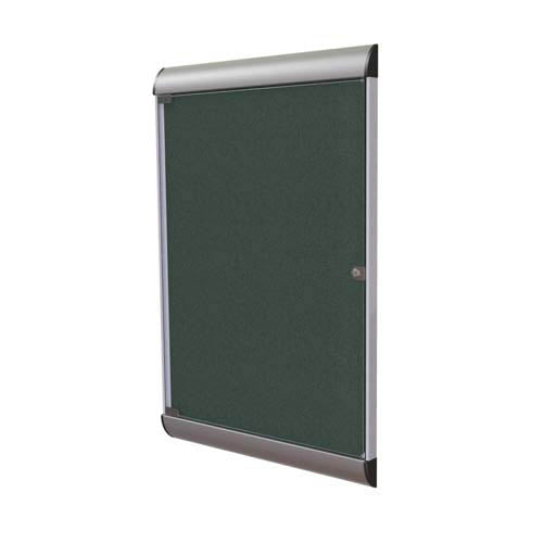 26.5" x 42.125" 1-Door Silhouette Enclosed Tackboard, Satin Frame w/ V ...