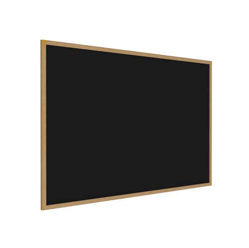 36" x 24" Wood Frame, Oak Finish Recycled Rubber Tackboard - Black ...
